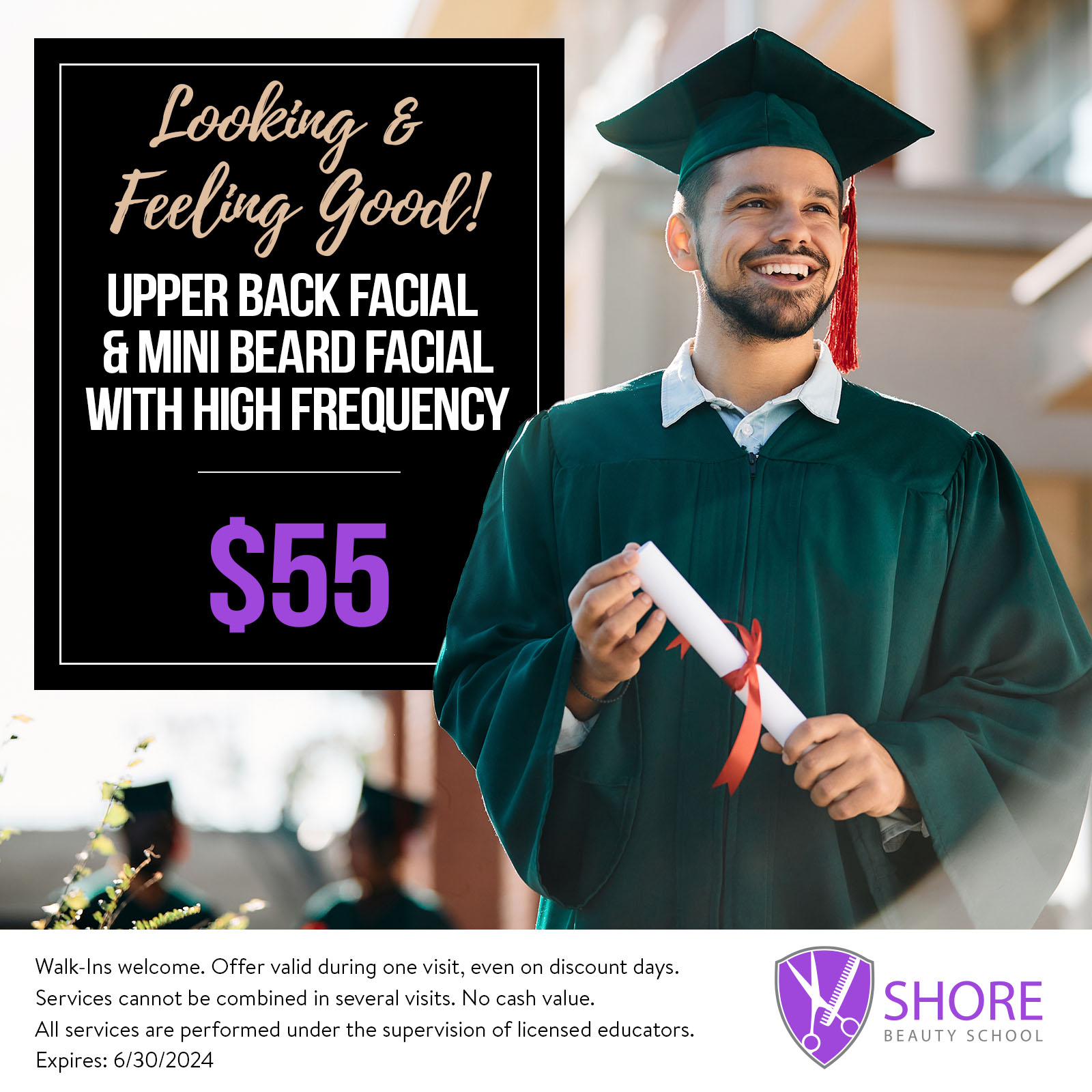 Upper Back & Mini Beard Facial with High Frequency: $55 - Shore Beauty ...